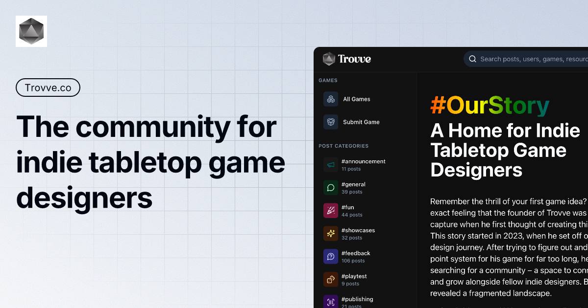 About Trovve | Indie Tabletop Game Design Community